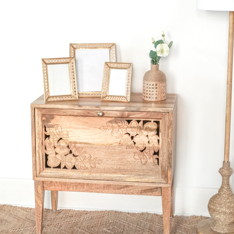Modern Handcrafted Floral Wooden Cabinet | Anza Homeware